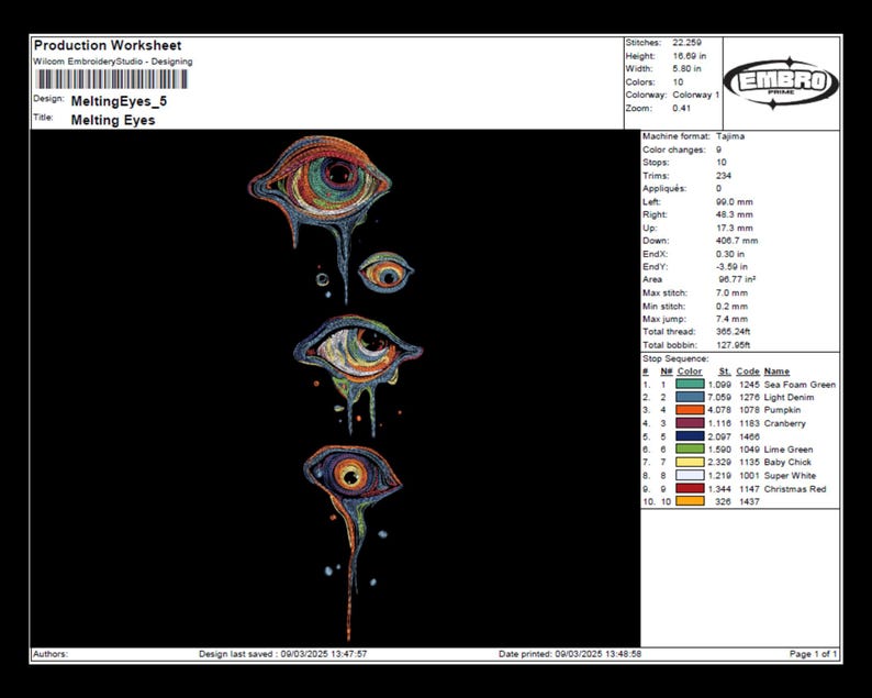 Melting Eyes Embroidery File | Surreal Eye Embroidery Design ...