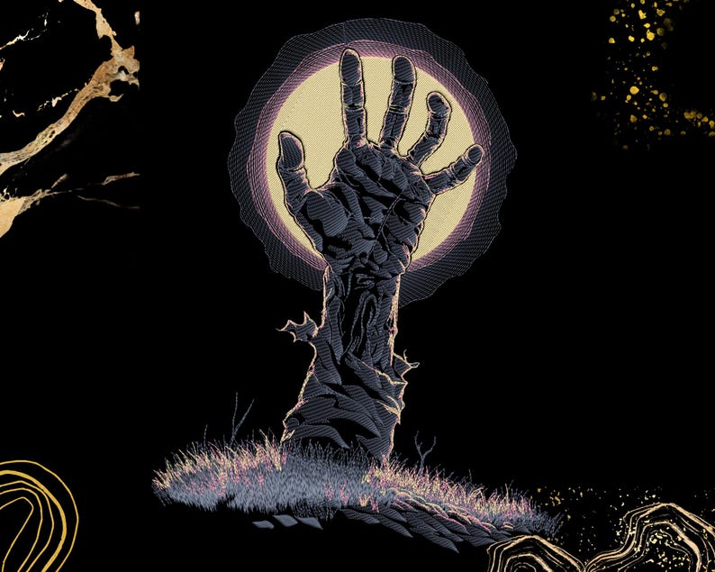 Zombie Hand Embroidery Design | Horror Graveyard Theme | Halloween ...