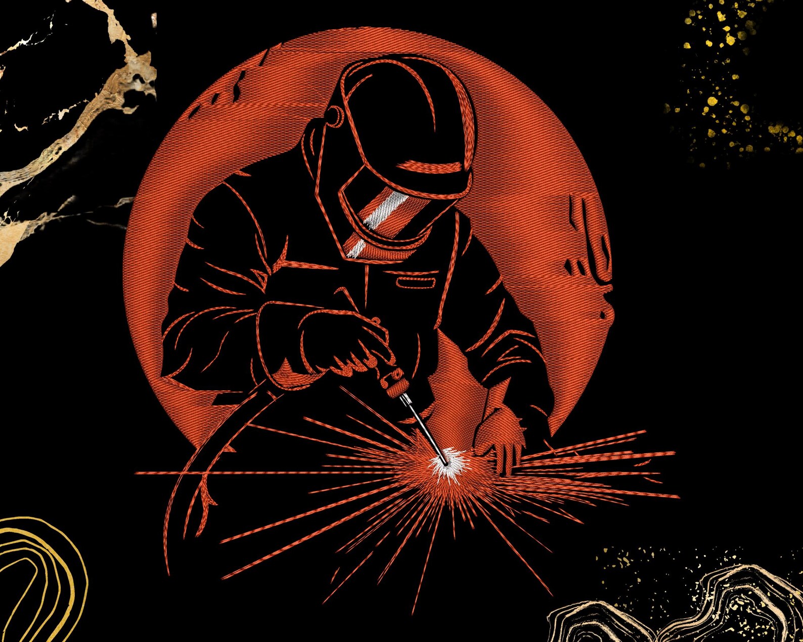 Welder Embroidery Design | Industrial Worker Theme | for Jackets Hats ...
