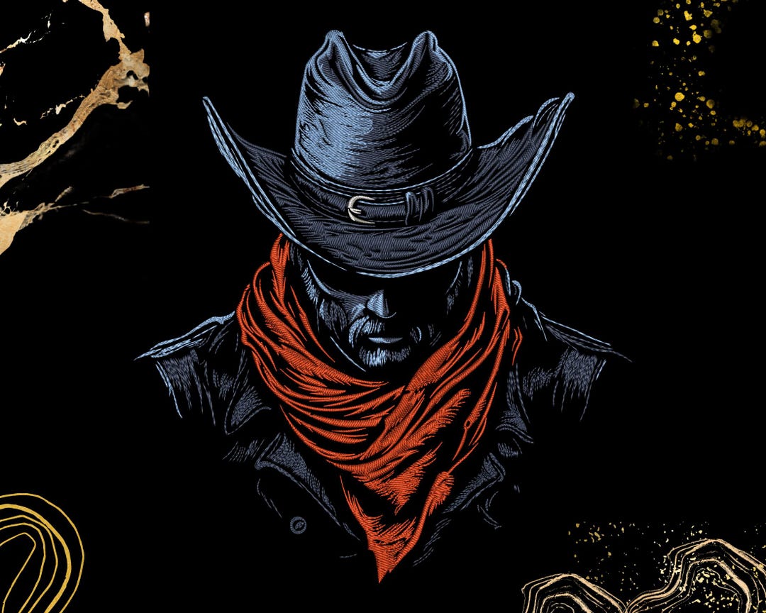 Cowboy Embroidery Design | Western Outlaw Theme | for Jackets & Gifts ...