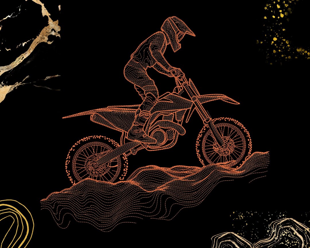 Motocross Dirt Bike Embroidery Design | Extreme Sports Rider | for ...
