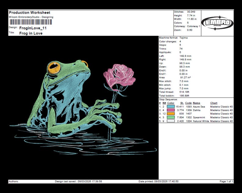 Frog in Love Embroidery Design | Cute Frog Holding Rose in Water ...