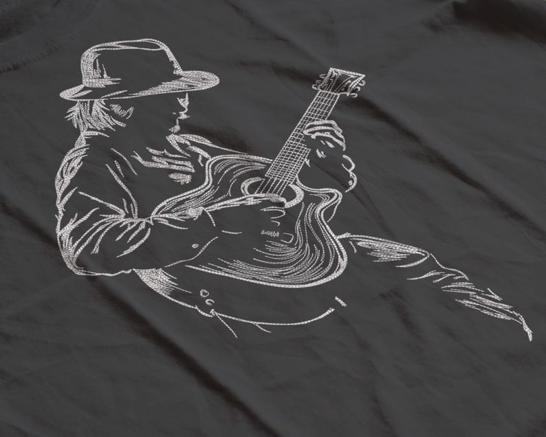 Guitarist Silhouette Embroidery Design | Line Art Musician Theme ...