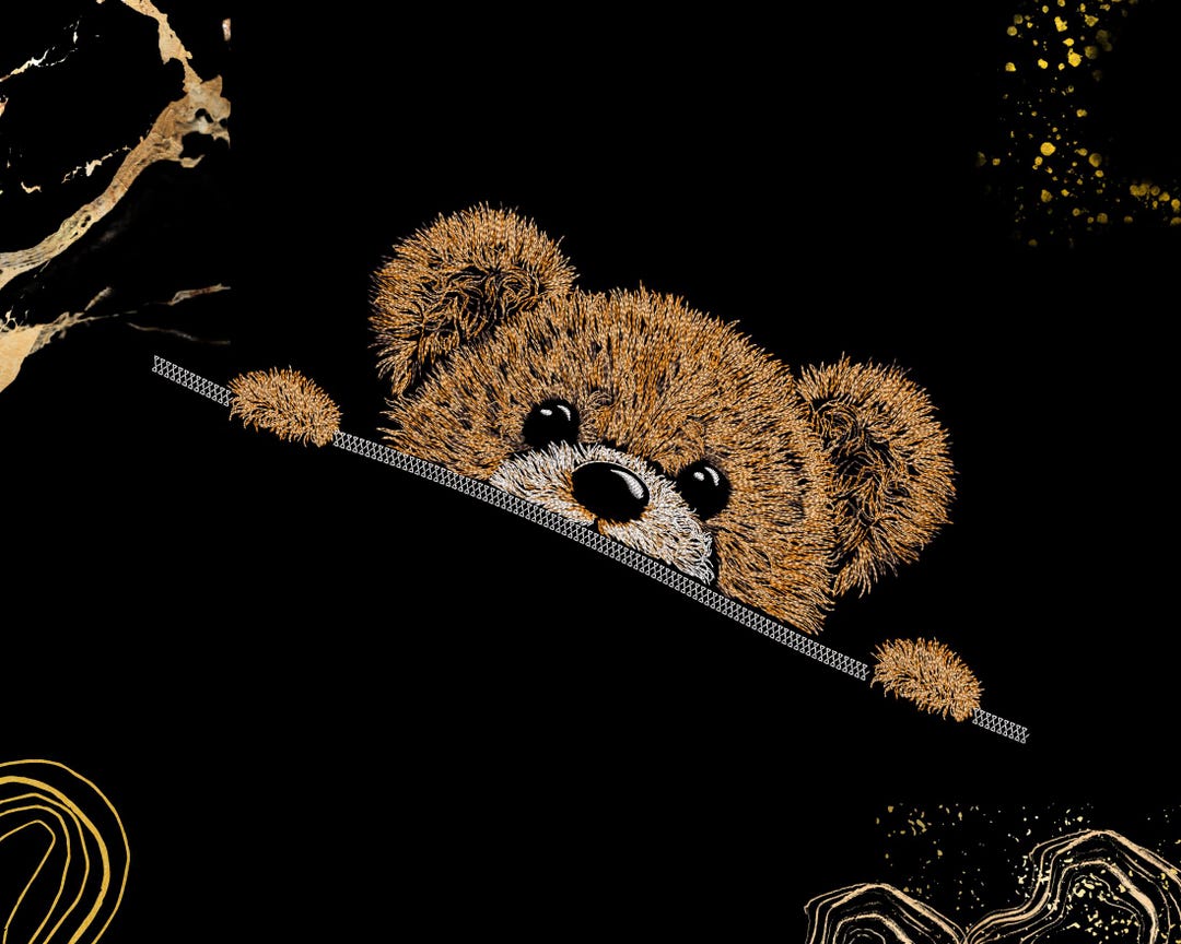 Cute Teddy Bear Peeking Embroidery Design | Kawaii Bear Animal | Kids ...