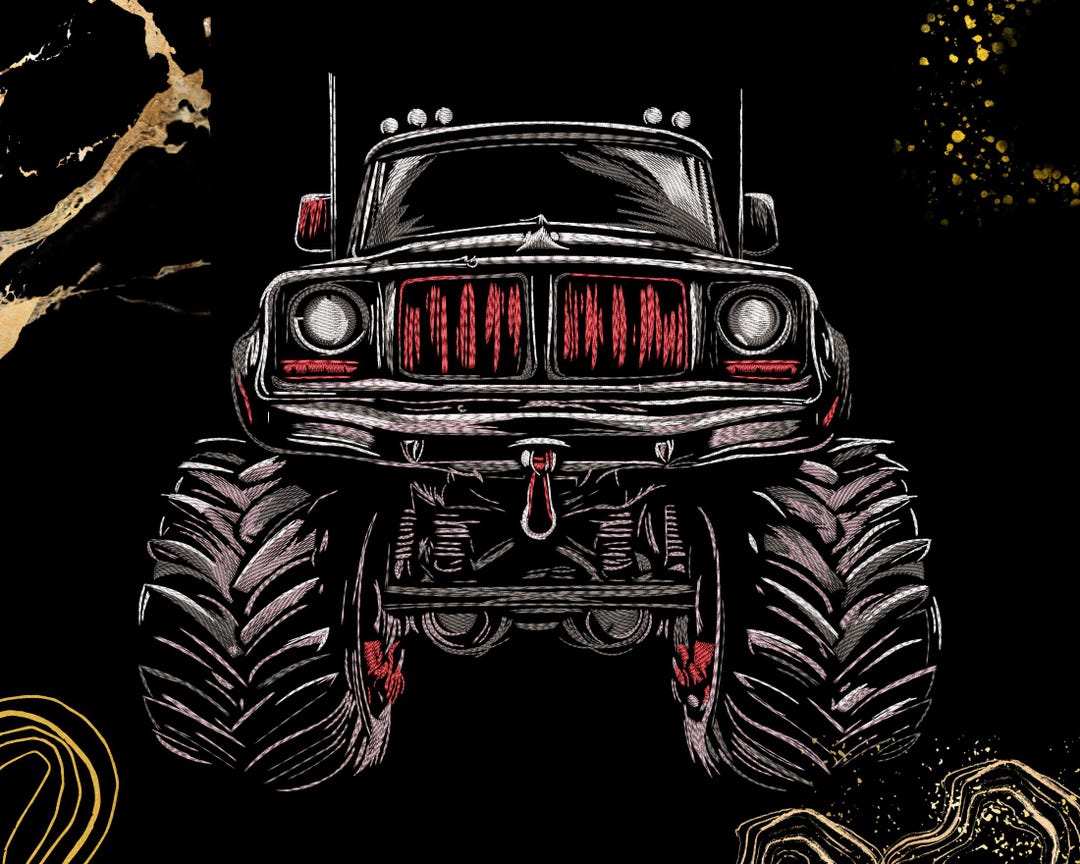 Big Wheel Monster Truck Embroidery | Off-road Adventure | for Clothing ...