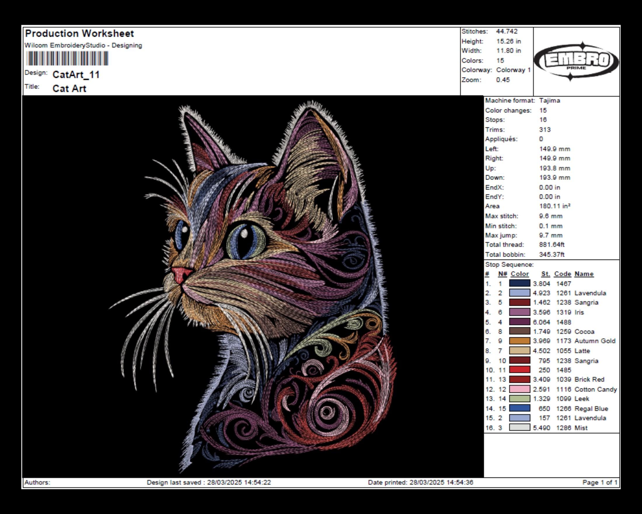 Cat Embroidery Design | Artistic Linework | DIY Embroidery | Digital ...