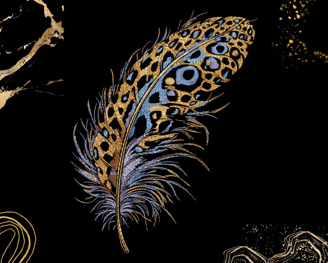 Leopard Feather Embroidery Design | Jungle Animal Print | for Jackets ...