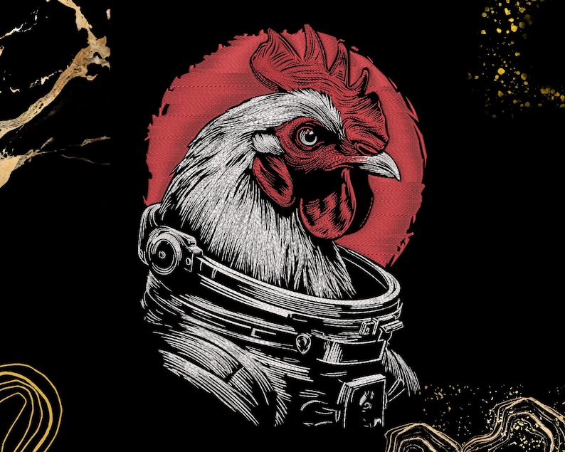 Astronaut Chicken Embroidery Design | Space Animal Art | Apparel ...