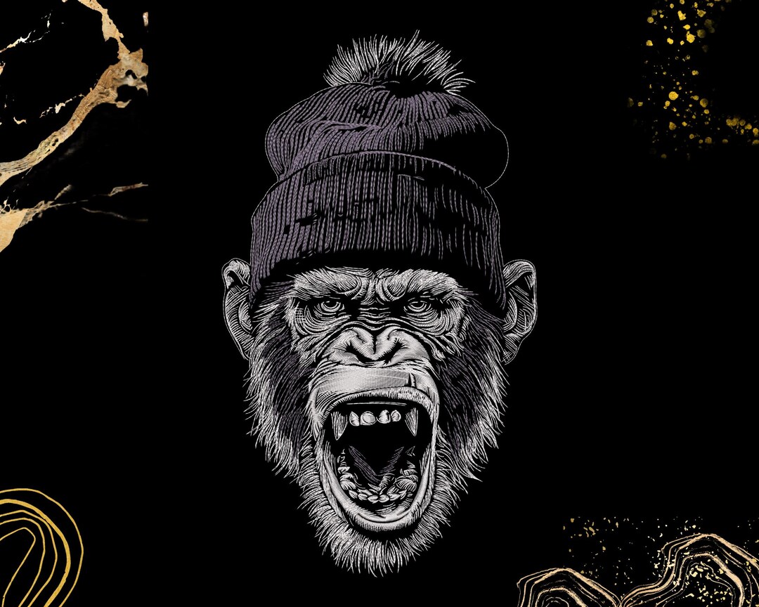 Angry Gorilla Embroidery Design | Wild Animal Art | Jackets Hats ...