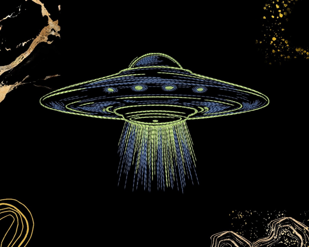 UFO Spaceship Embroidery Design | Alien Abduction Theme | Sci-fi Decor ...