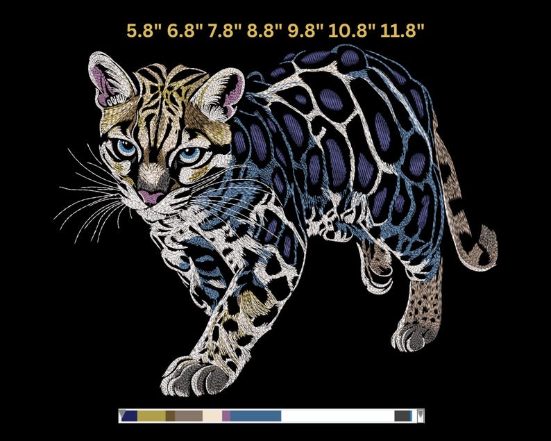 Ocelot Embroidery Design | Bold Wild Cat Theme | Jungle Animal Decor ...