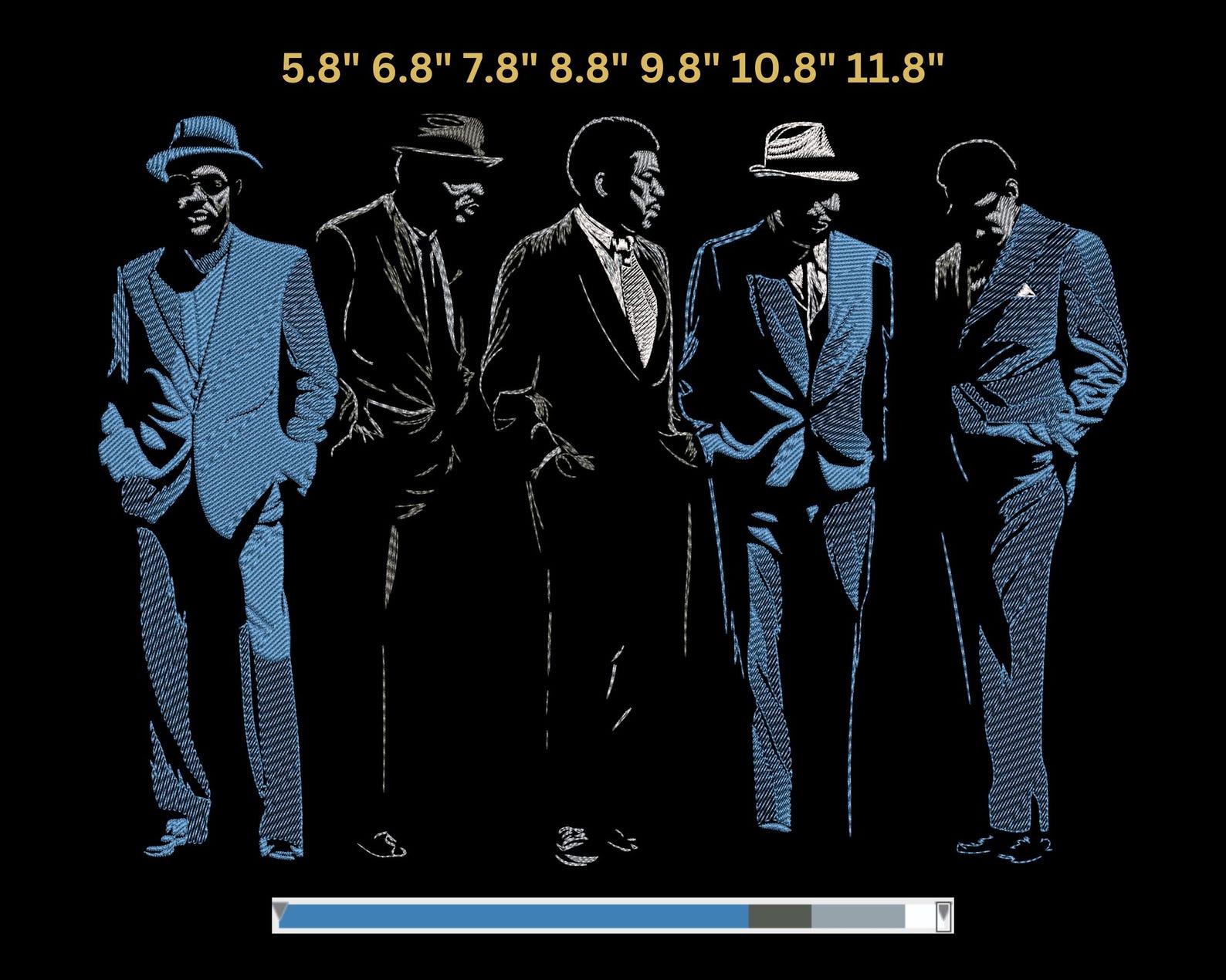 Vintage Gangster Embroidery Design | Men in Suits Silhouette | Apparel ...