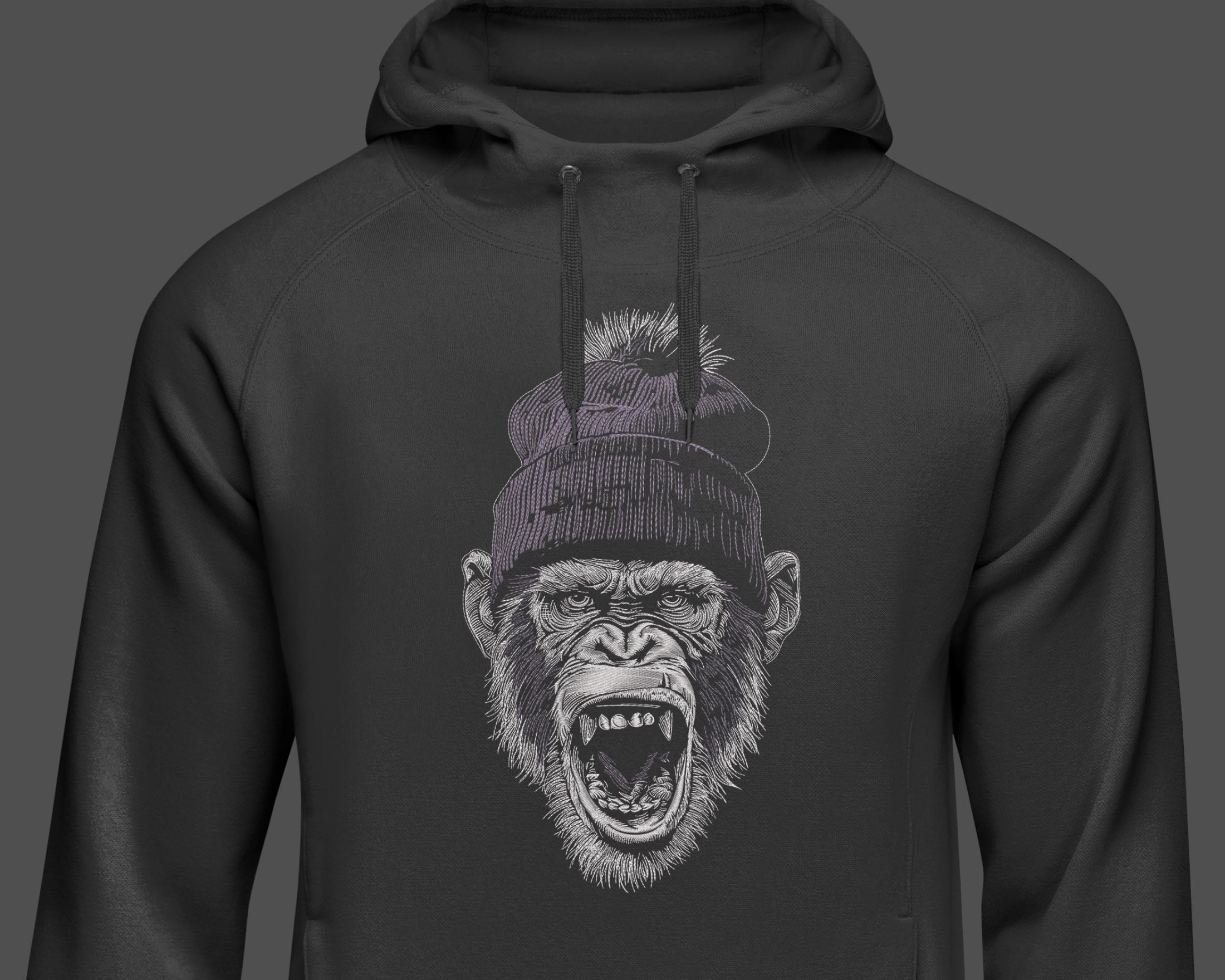 Angry Gorilla Embroidery Design | Wild Animal Art | Jackets Hats ...