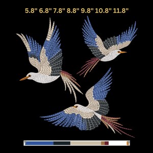 Flying Birds Embroidery Design | Elegant Heron Crane Digital Pattern ...