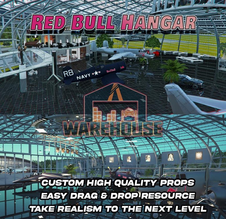 GTA V: Red Bull Hangar Custom Props FiveM Ready Optimized High Quality ...