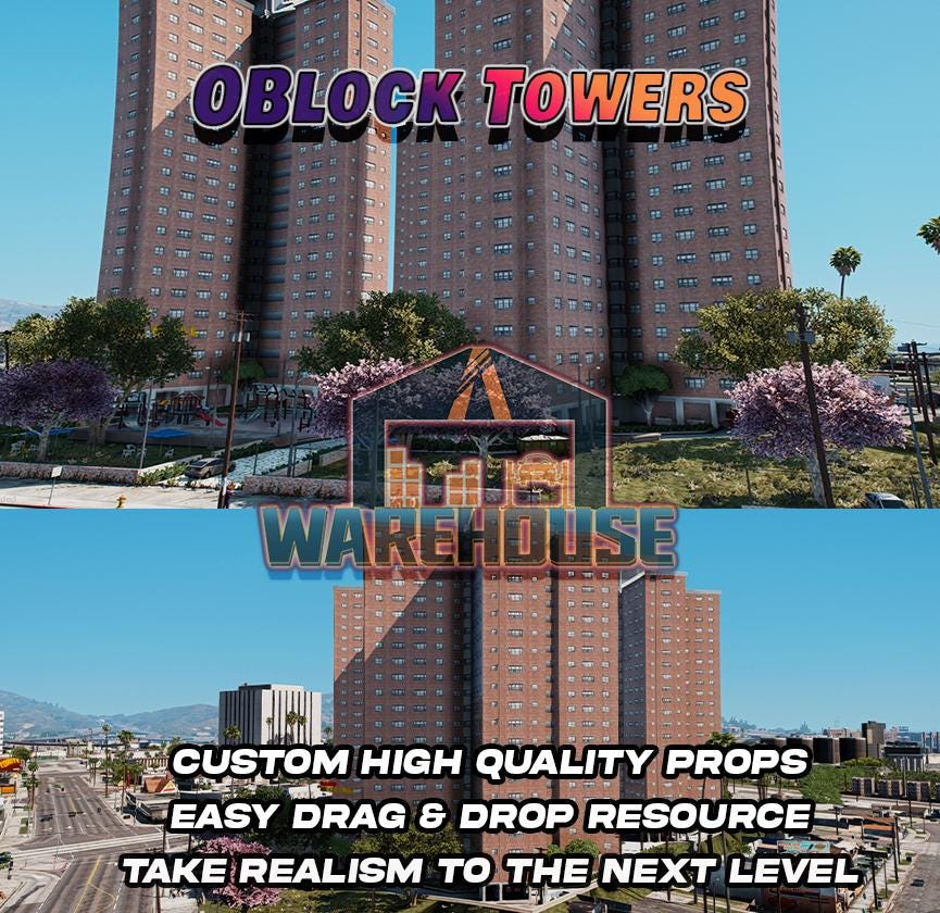 GTA V: O'block Towers | Custom Props | Fivem Ready | Optimized | High ...