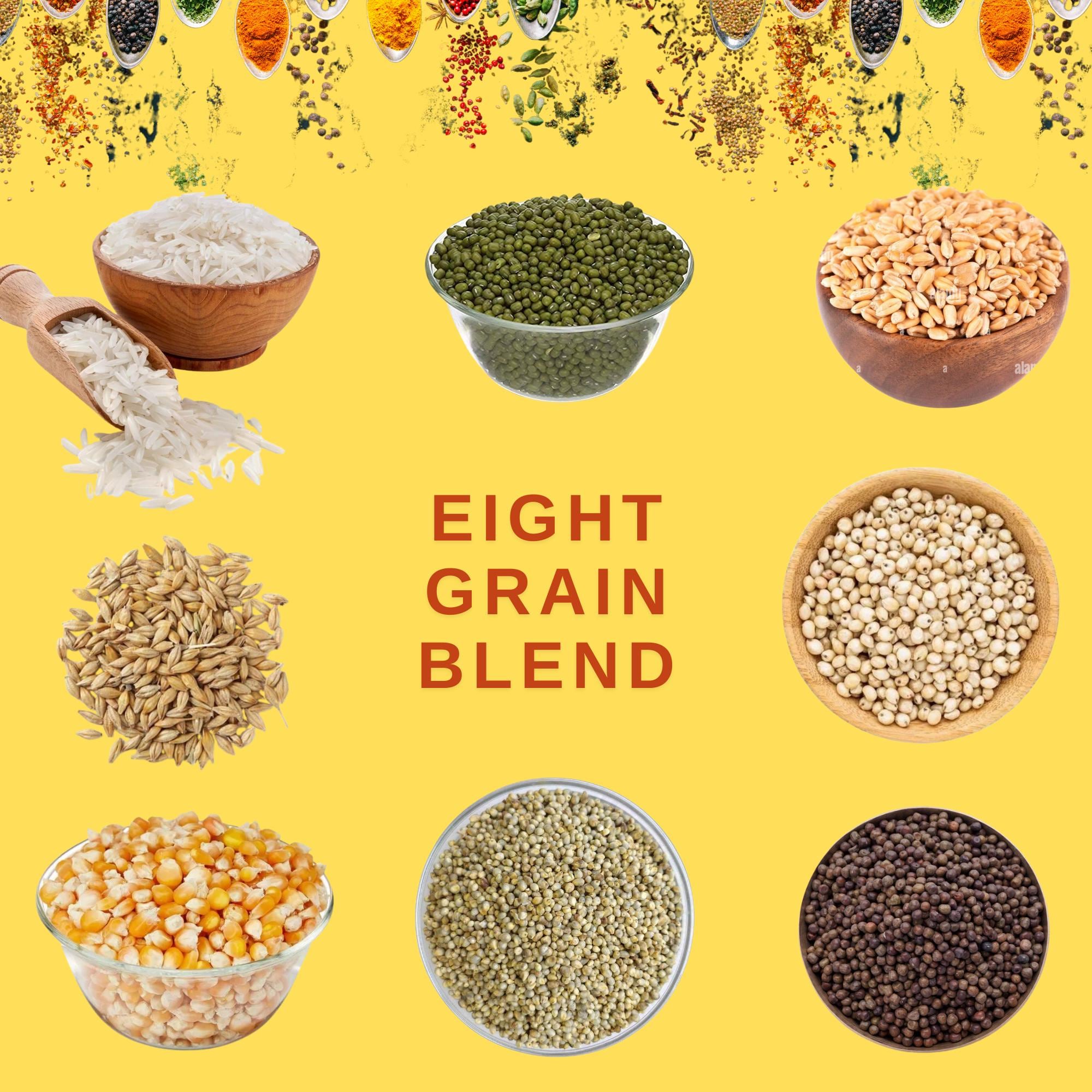 Organic Eight Assorted Grains (800 Gm), Multi Grain Seed, Dhan, Satnaja ...