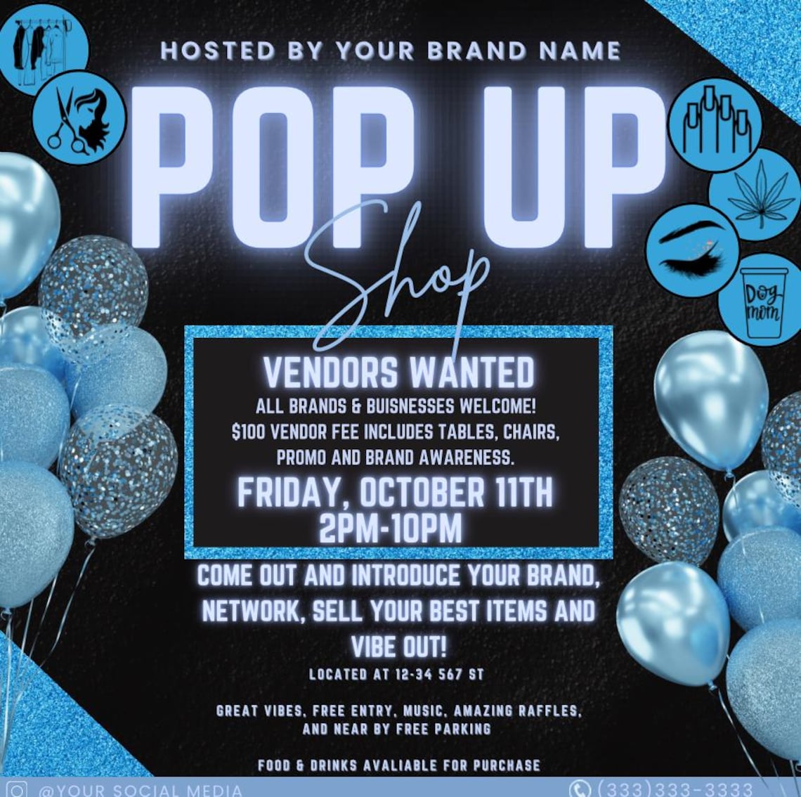 Pop up Shop Template | Editable Flyer Template | Pop up Shop | Summer ...