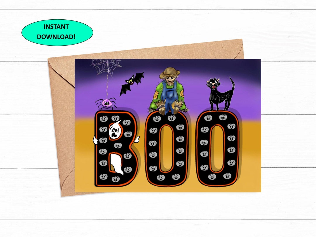 Cute BOO Halloween Card, Kids, Boy, Girl, Friend, Coworker, 5x7 ...