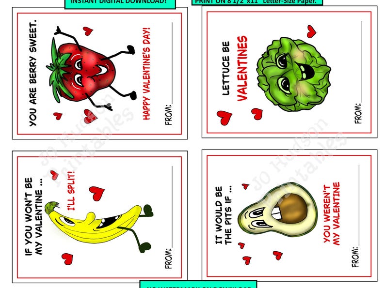 8 Funny Kids Valentine's Day Cards, Teacher Valentine, Classroom ...