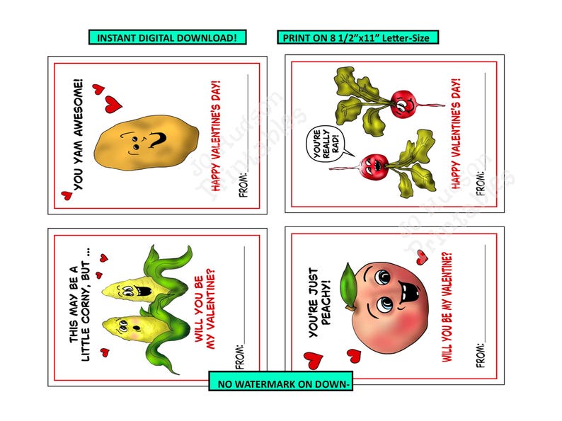 8 Funny Kids Valentine's Day Cards, Teacher Valentine, Classroom ...