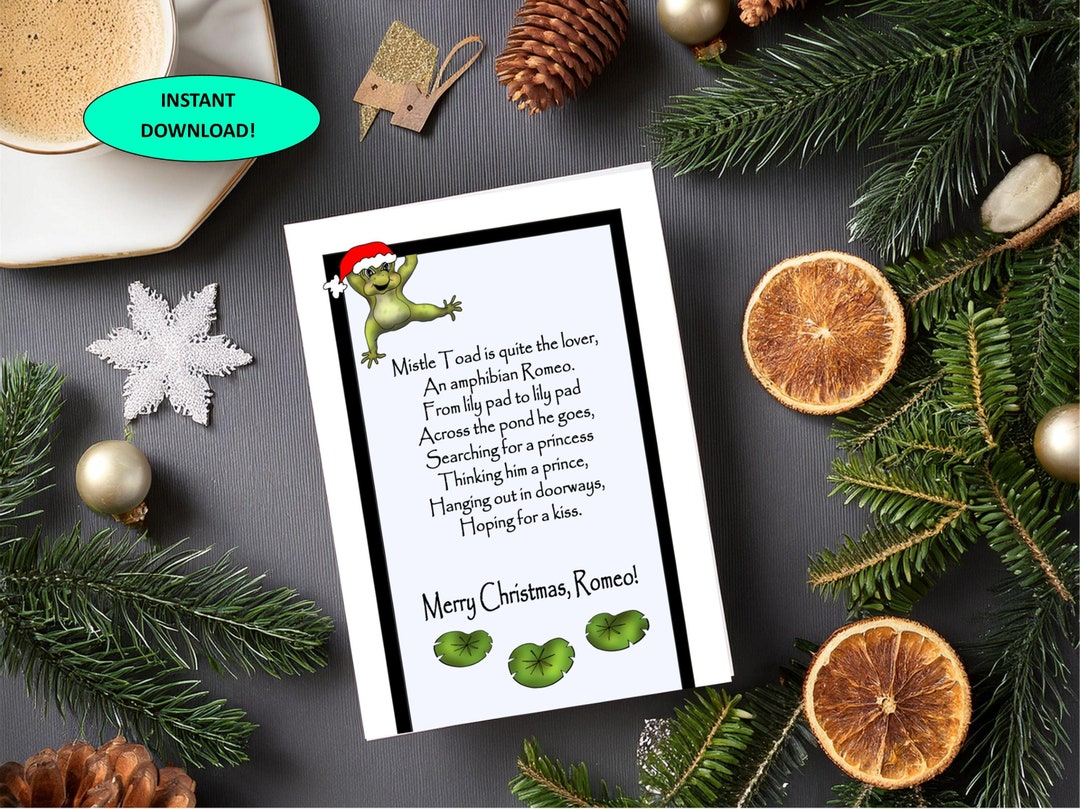 5 X 7 Printable Christmas Card for Husband or Boyfriend, Funny Frog ...