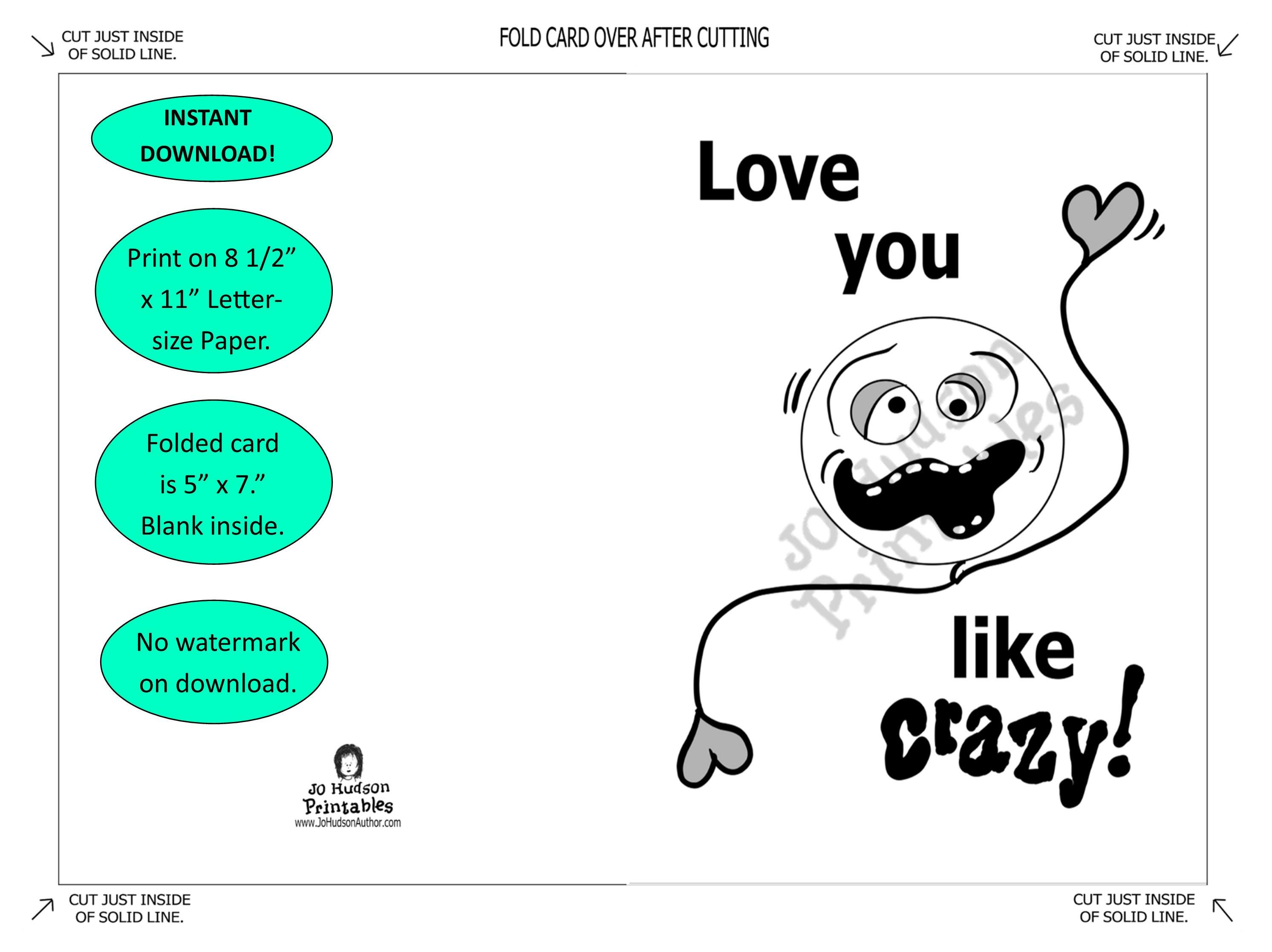 Printable I'm Crazy About You Card - Etsy