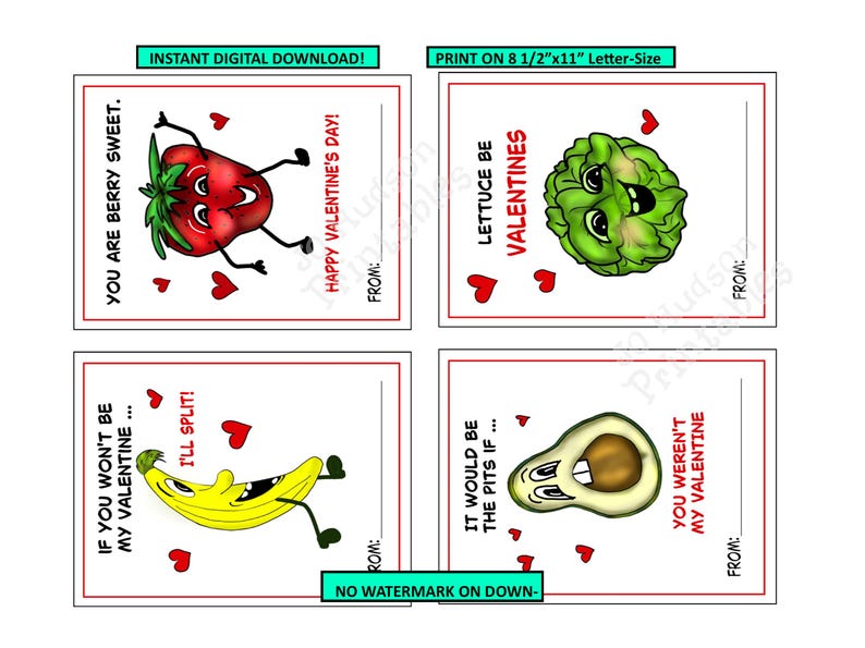 8 Funny Kids Valentine's Day Cards, Teacher Valentine, Classroom ...