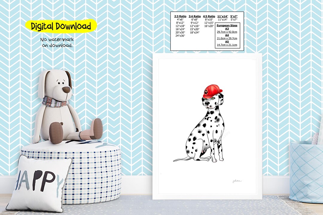 Printable Dalmatian Wall Art, Kid's Room Decor, Nursery Decor ...