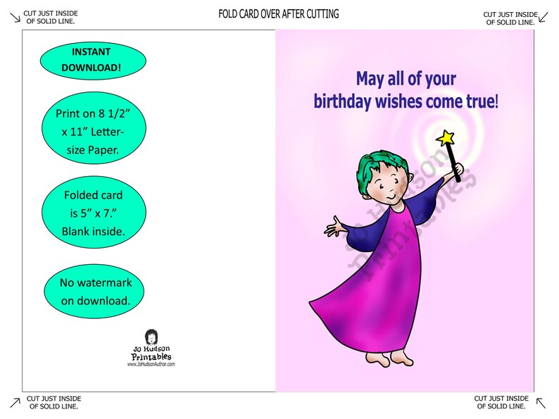 Printable Pixie Wish Birthday Card - Etsy