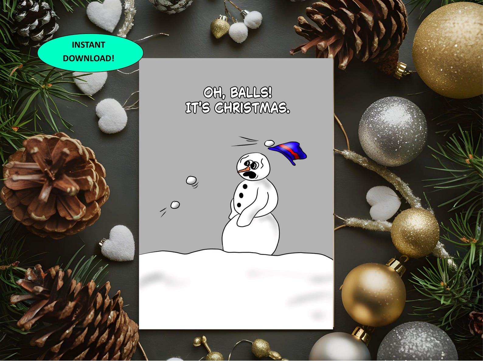 Full-size 5x7 Printable Snarky Christmas Card, Bah-humbug, Funny ...