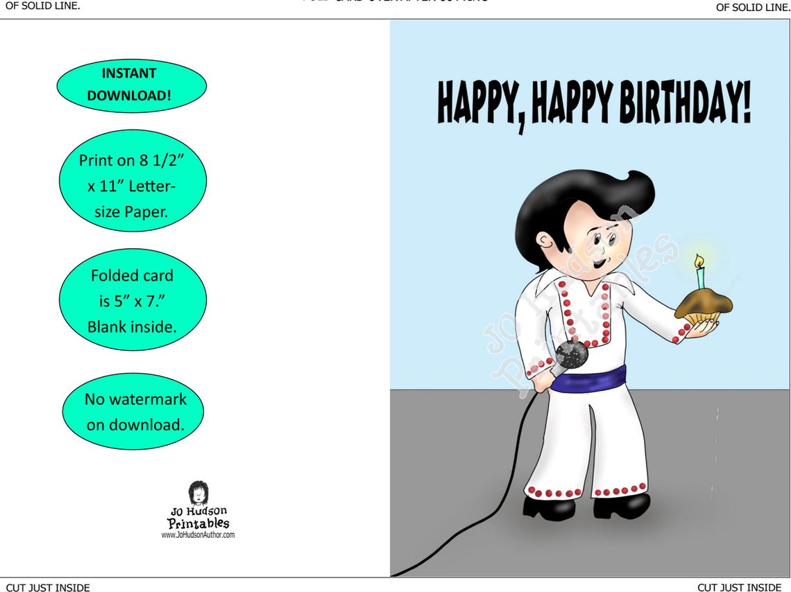 Printable Elvis Birthday Card - Etsy
