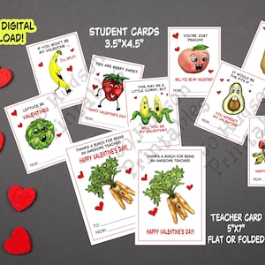 8 Funny Kids Valentine's Day Cards, Teacher Valentine, Classroom ...