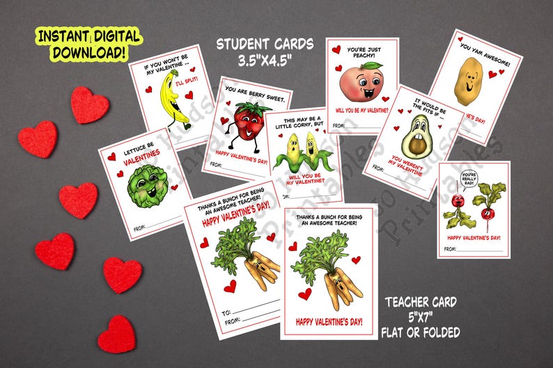 8 Funny Kids Valentine's Day Cards, Teacher Valentine, Classroom ...