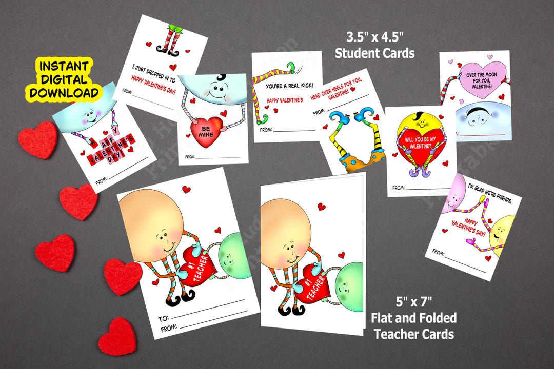 8 Fun Kids Valentine's Day Cards, Teacher Valentine, Classroom, School ...