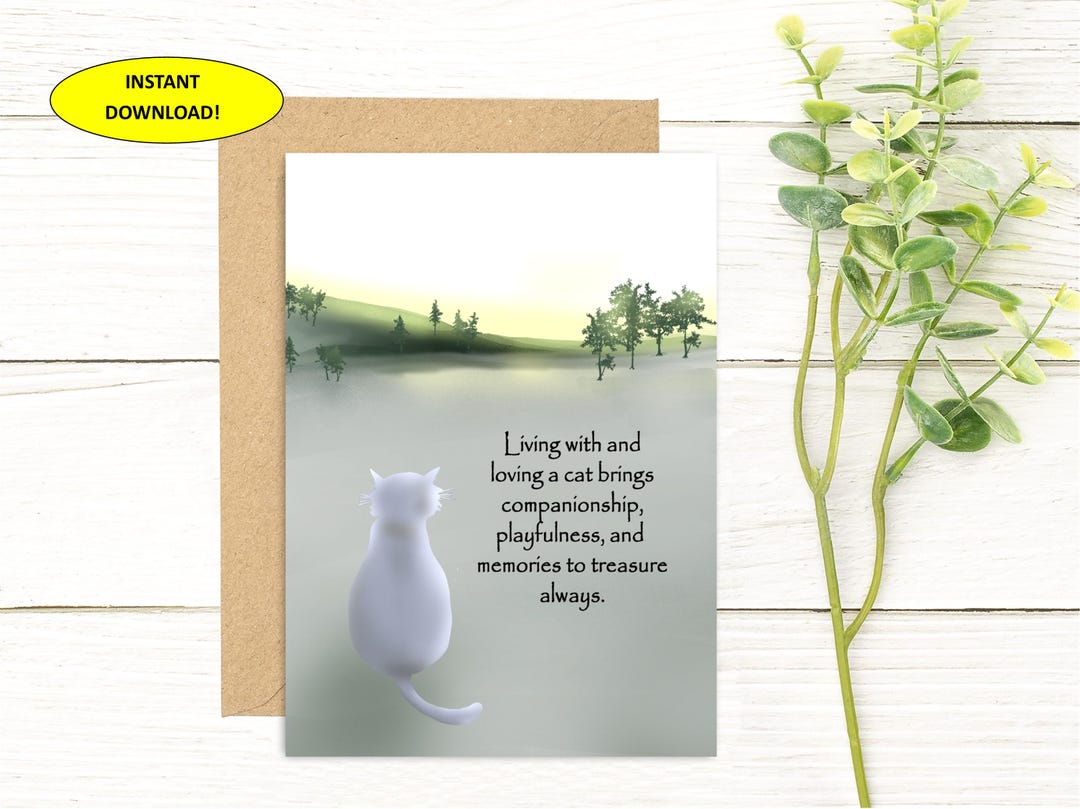 Cat Sympathy Card, 5x7 Printable, Kitten, Pet Sympathy Card, Instant ...