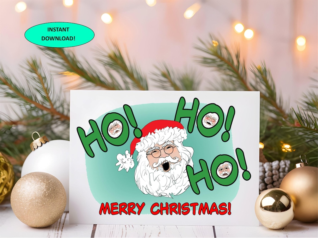 5 X 7 Printable Christmas Vintage-looking Santa Card, Printable Instant ...