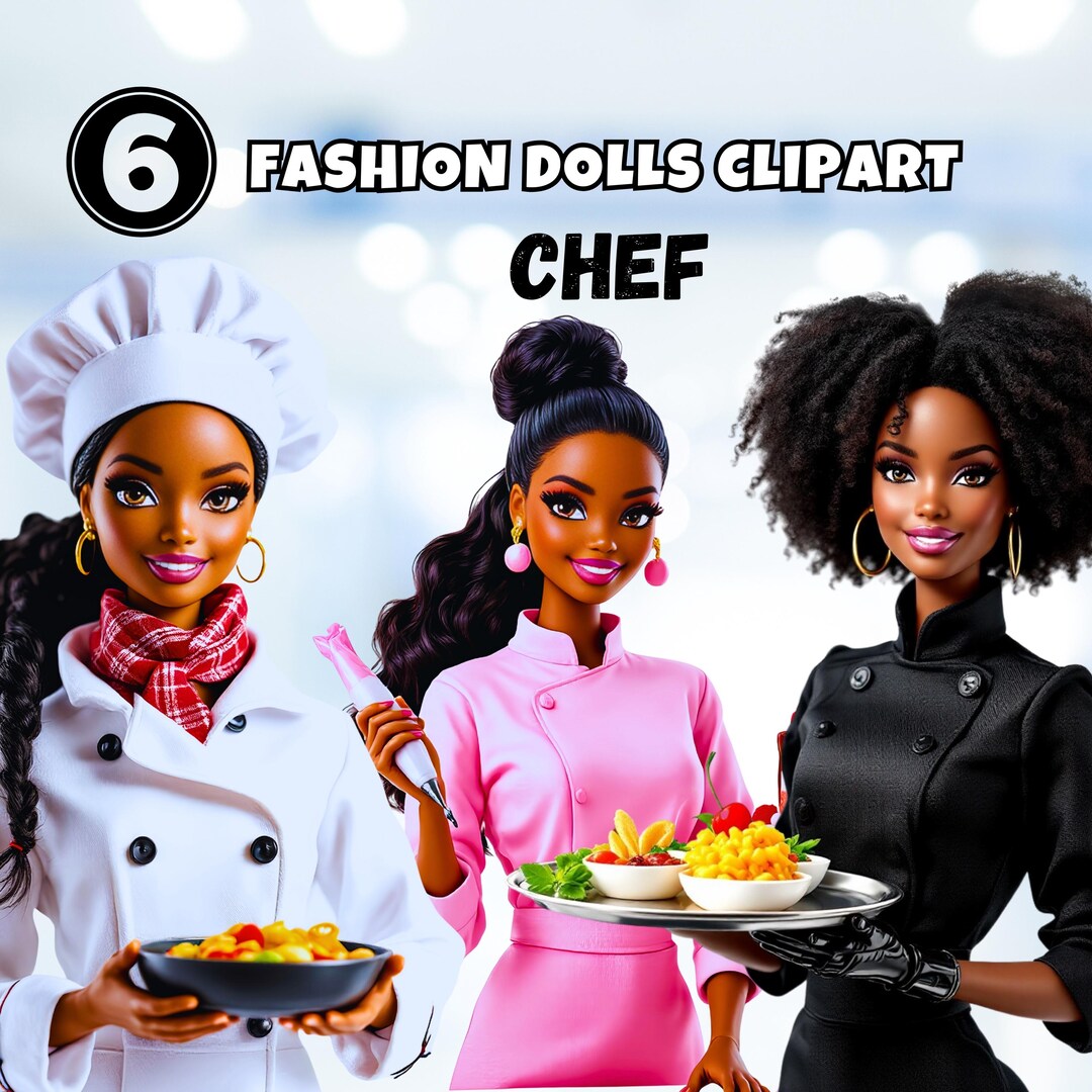 Black Chef Dolls Clipart | Stylish Cooking & Baking Doll | Black Woman ...