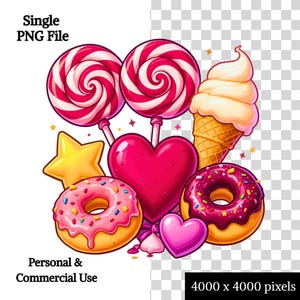 Sweet Treats Party PNG, Candy Clipart for Birthday Sublimation, Cute ...