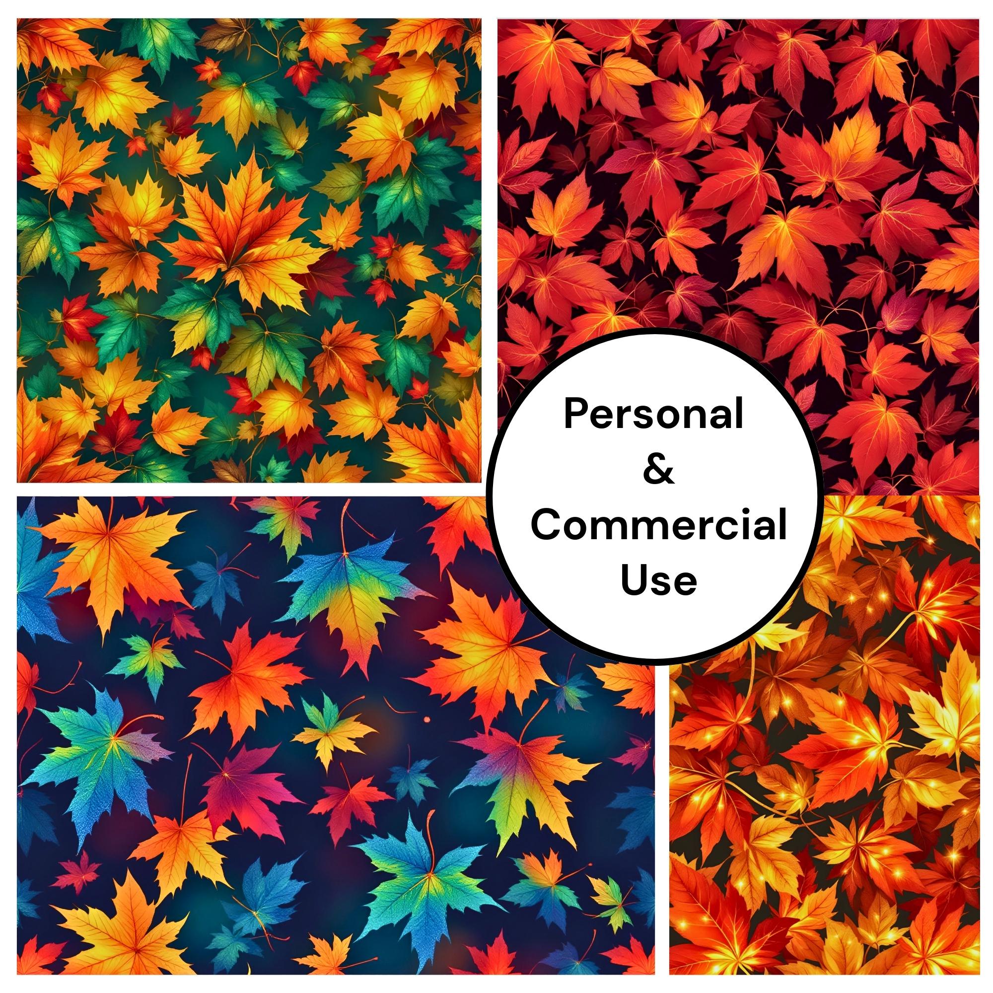 Luxury Fall Leaves Digital Paper: Seamless Autumn Patterns (12x12 Jpgs ...