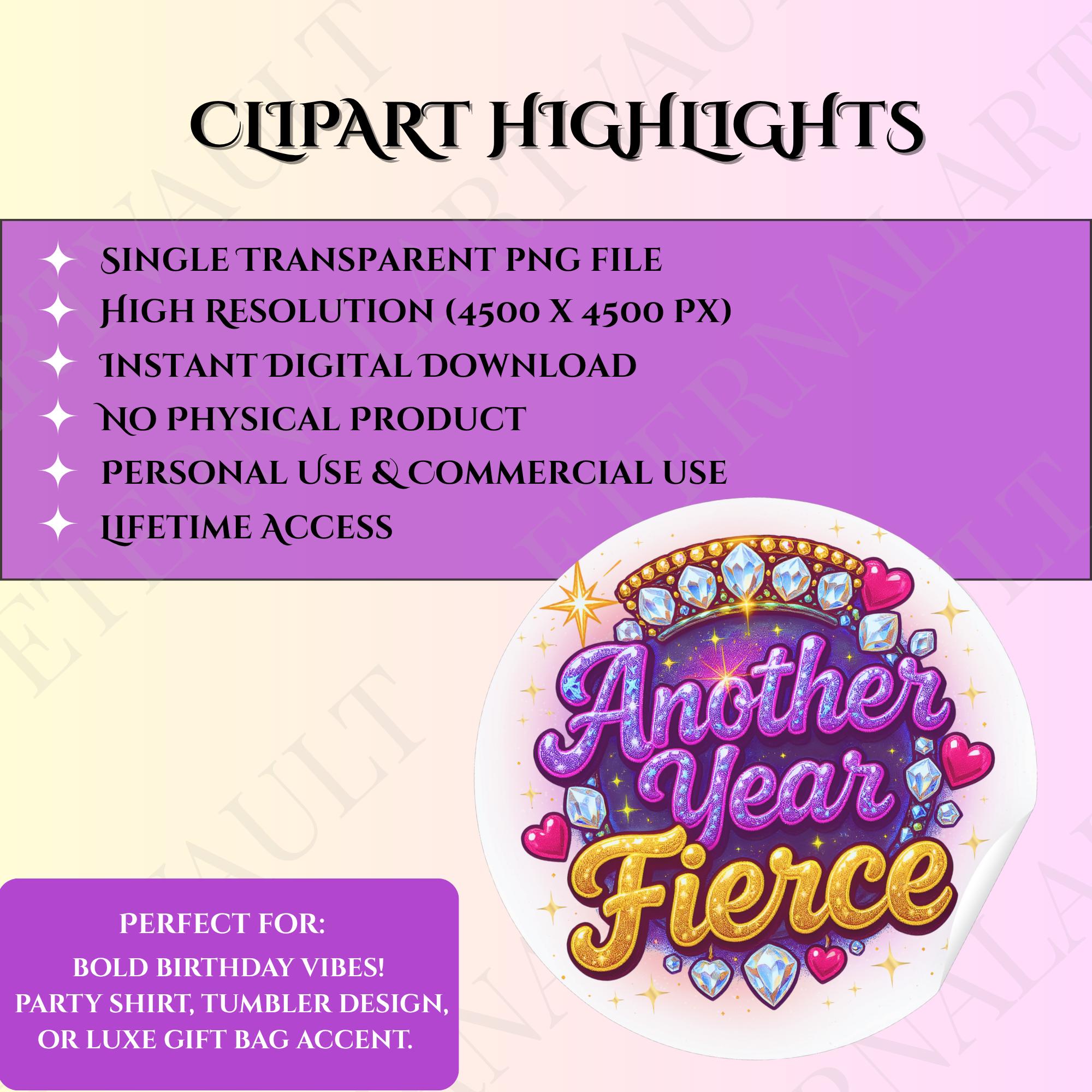 Another Year Fierce PNG | Birthday Glam Rhinestone | , Sparkly Bday ...