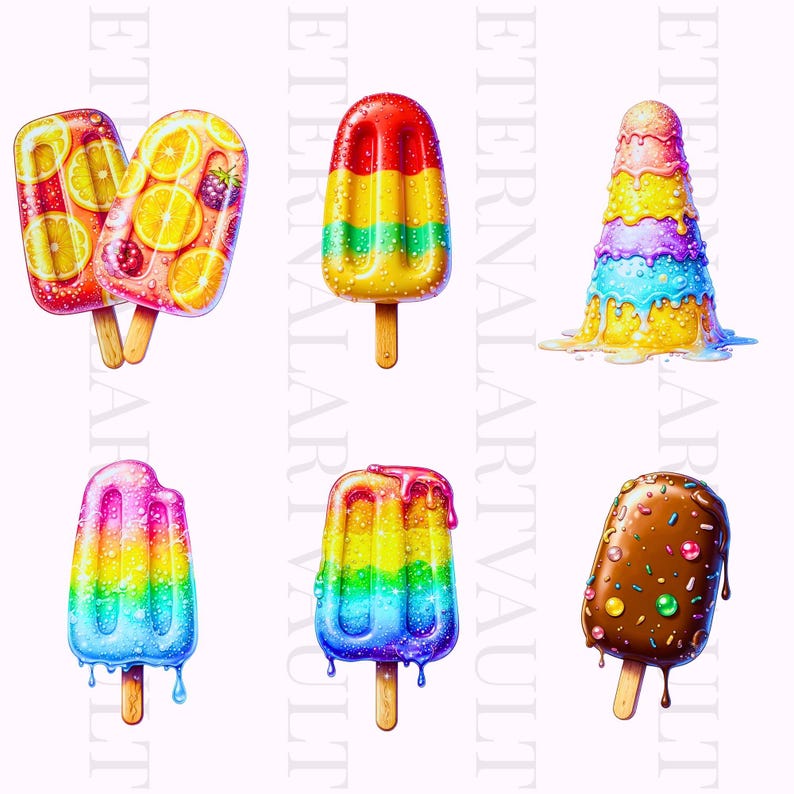 Luxury Popsicle PNG Clipart Bundle | Summer Ice Cream Clipart | Frozen ...