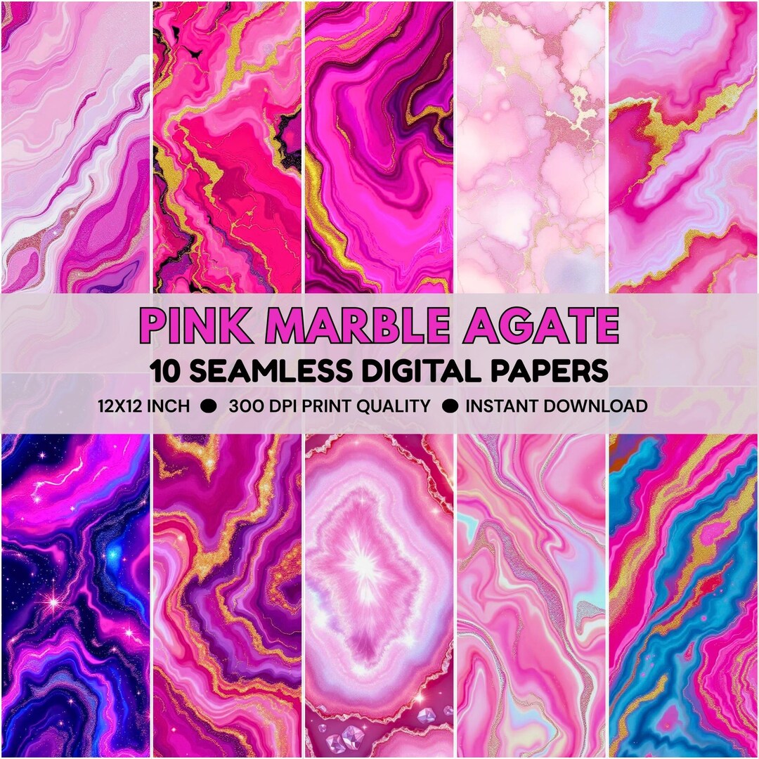 Pink Marble Seamless Digital Paper | Luxury Agate Backgrounds | Cosmic ...