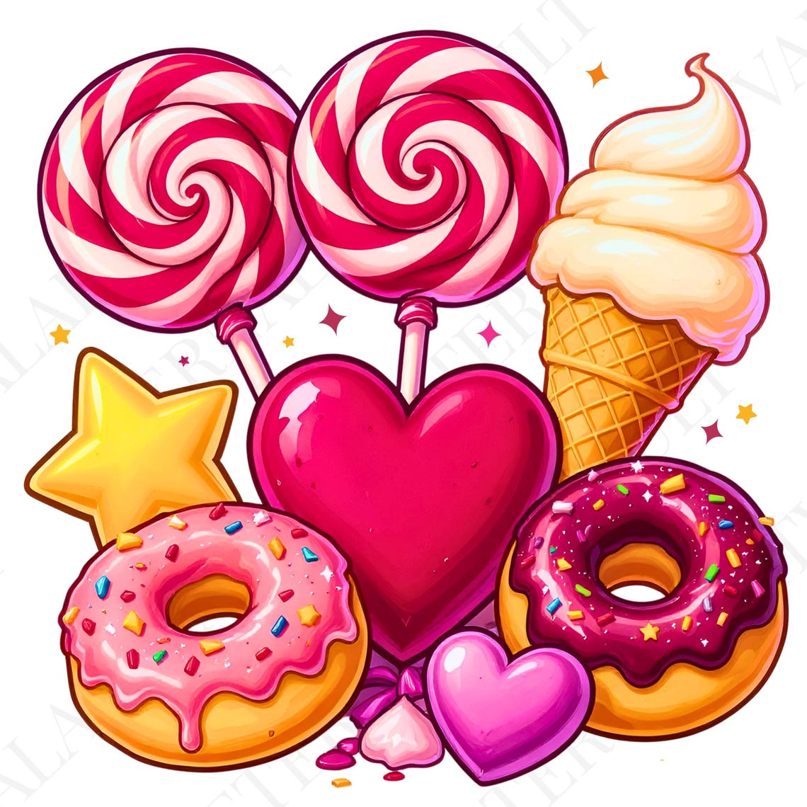 Sweet Treats Party PNG, Candy Clipart for Birthday Sublimation, Cute ...
