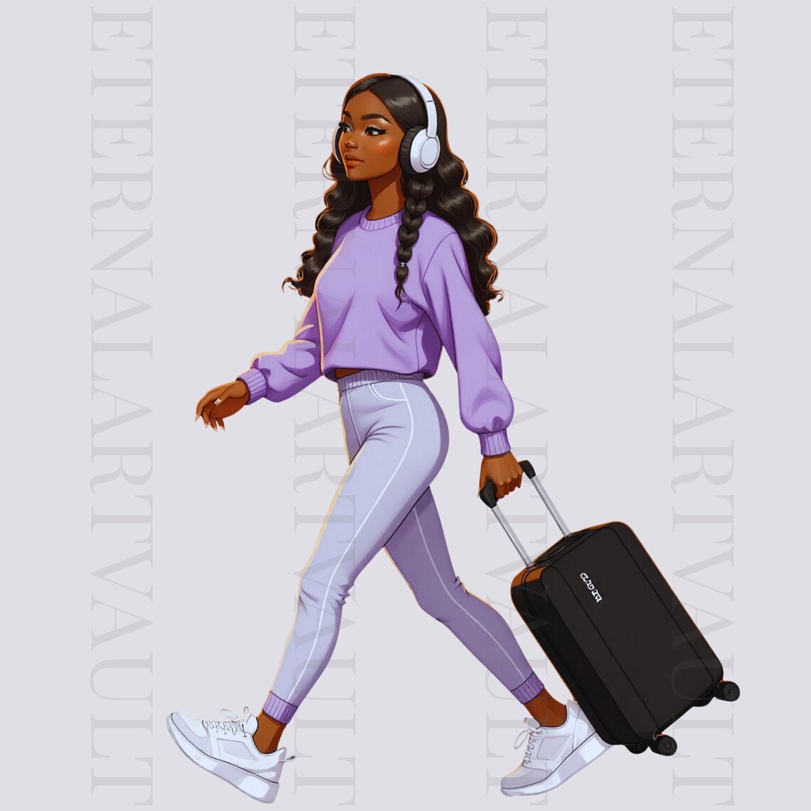 Black Women Jet Setter Clipart | Luxury Travel Fashion PNG Bundle ...