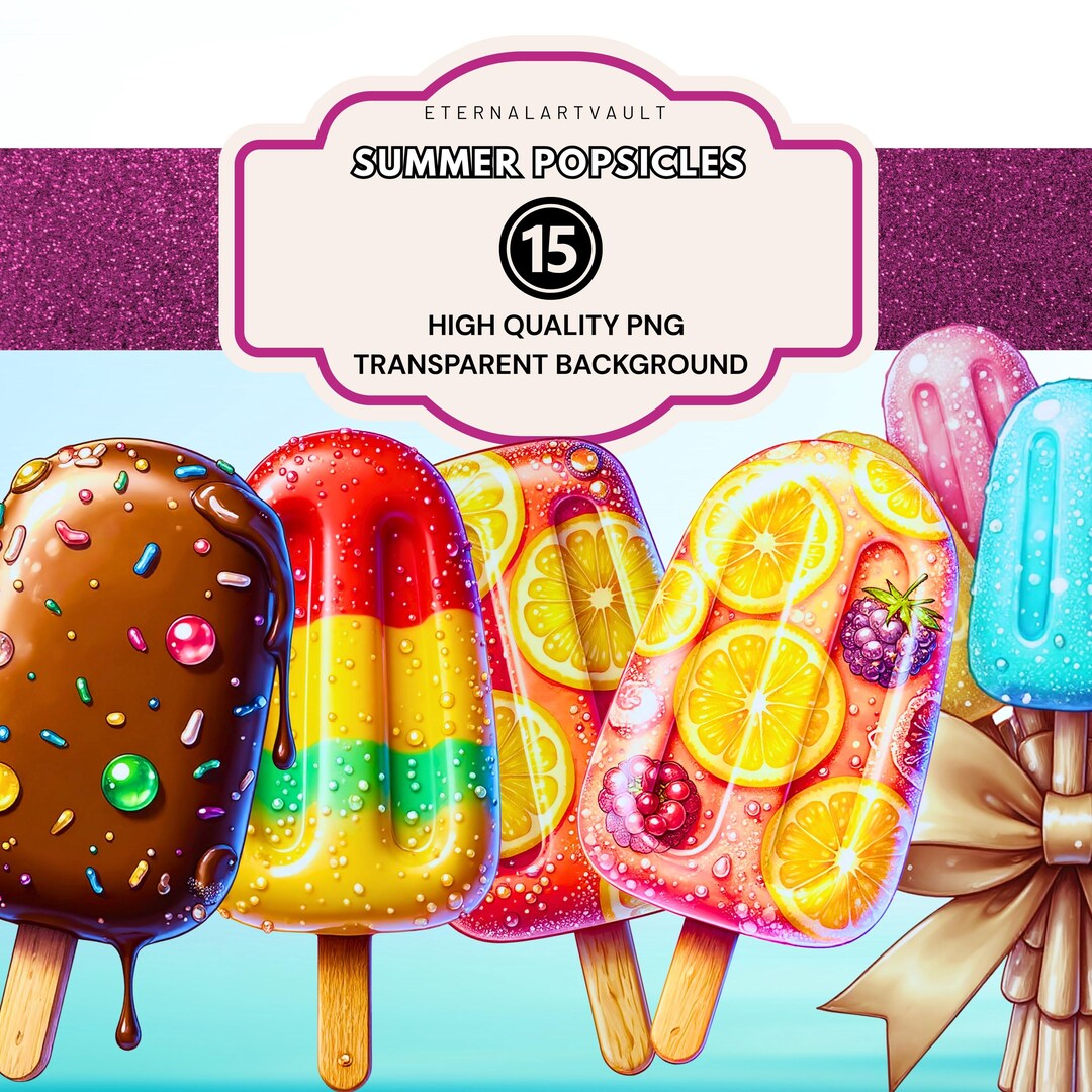 Luxury Popsicle PNG Clipart Bundle | Summer Ice Cream Clipart | Frozen ...