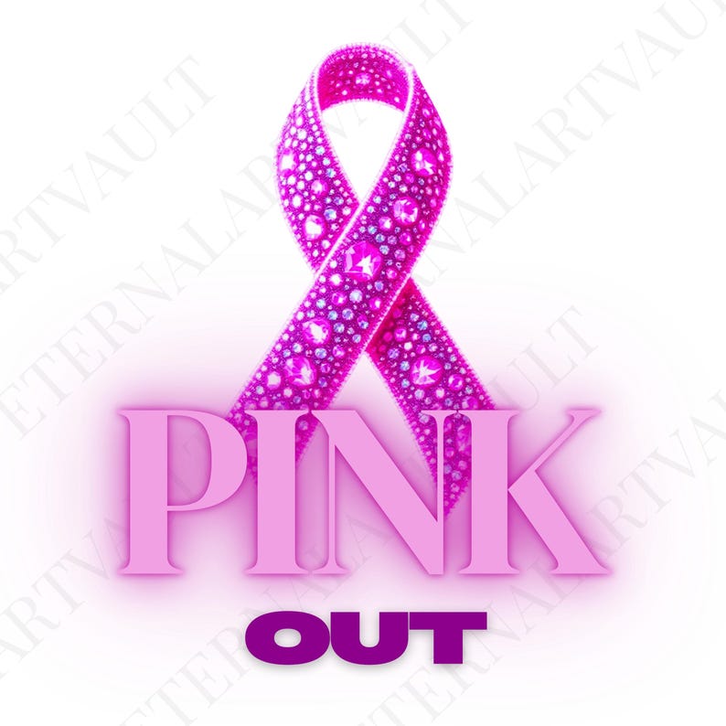 Pink Out Breast Cancer Awareness PNG: Rhinestone Ribbon Clipart ...