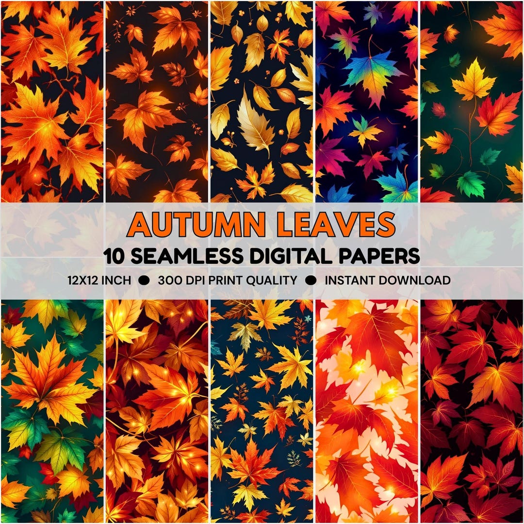 Luxury Fall Leaves Digital Paper: Seamless Autumn Patterns (12x12 Jpgs ...