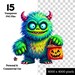 Halloween Monster Clipart PNG | Scary but Cute Spooky Creatures | Funny ...