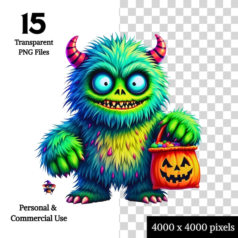 Halloween Monster Clipart PNG | Scary but Cute Spooky Creatures | Funny ...